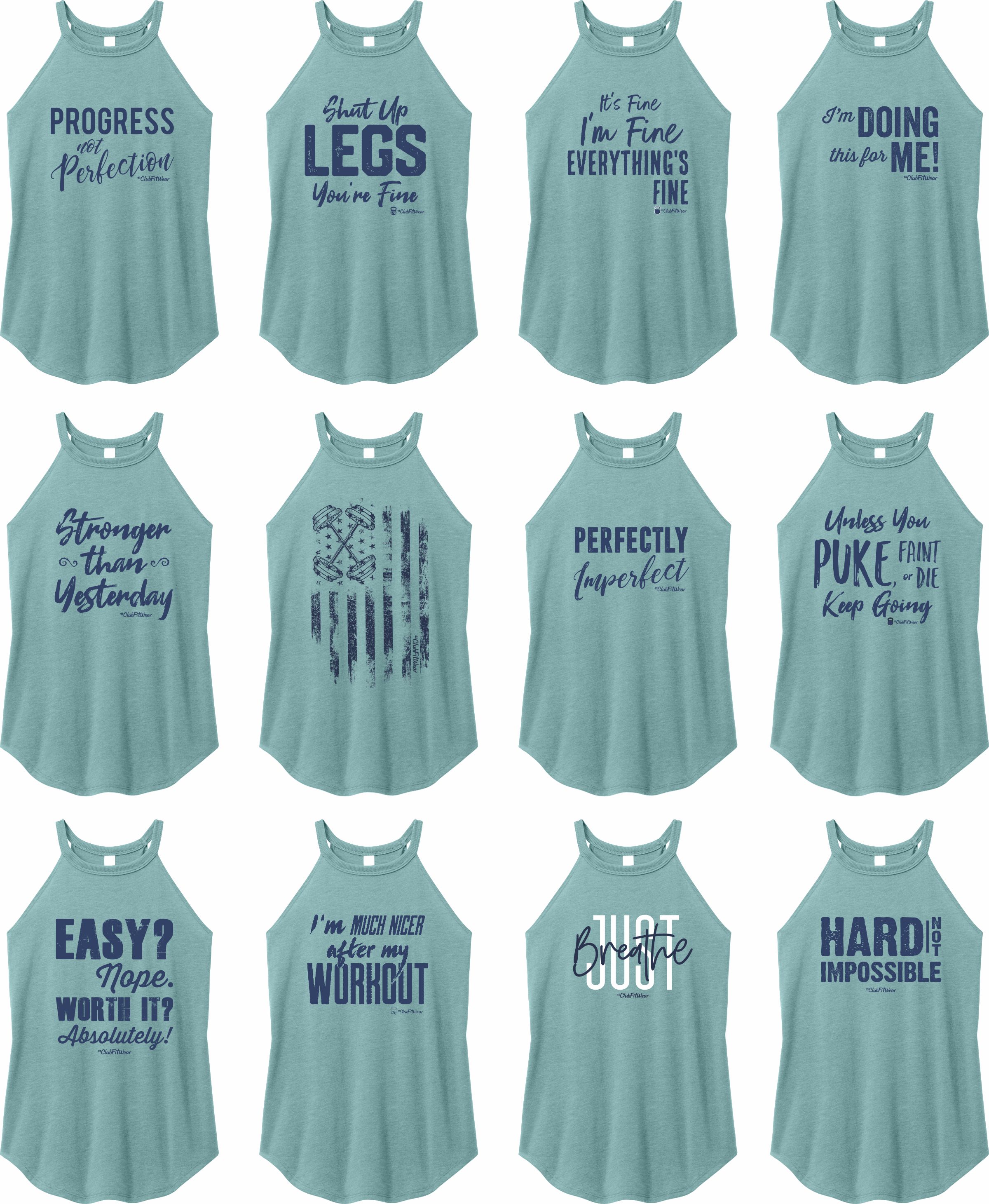 Top Designs on Rocker Tanks (New Color) Eucalyptus Blue – ClubFitWear